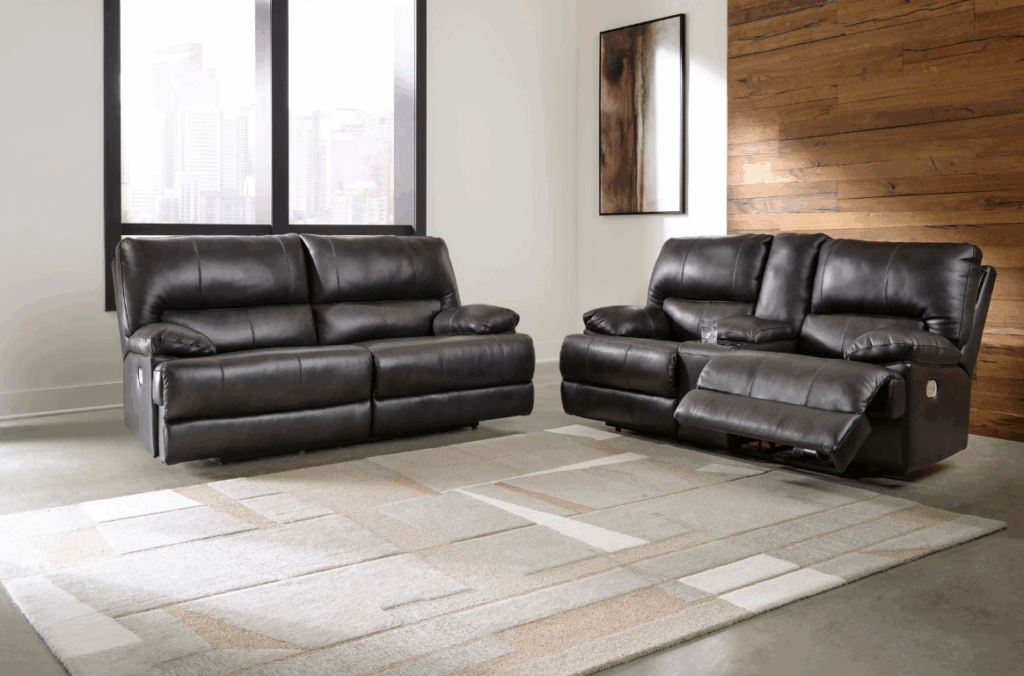 Ashley Mountainous Dual Power Leather Reclining Living Room Set ...